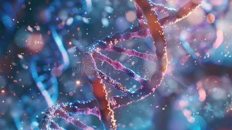 Scientific DNA Illustration with Light Effects Stock Illustration ...