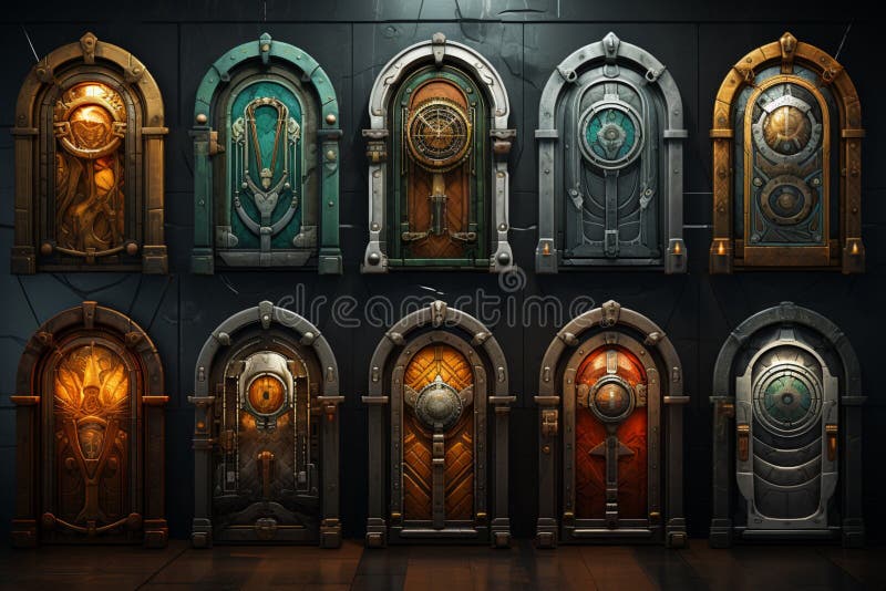 Scientific Doors stock illustration. Illustration of hall - 308823459