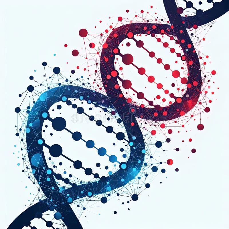 Scientific Double Helix with Atom Pattern Stock Illustration ...