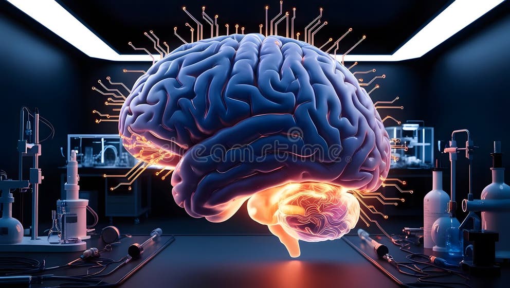 Scientific Experiment Brain Visualization Laboratory 3d Art Dark ...