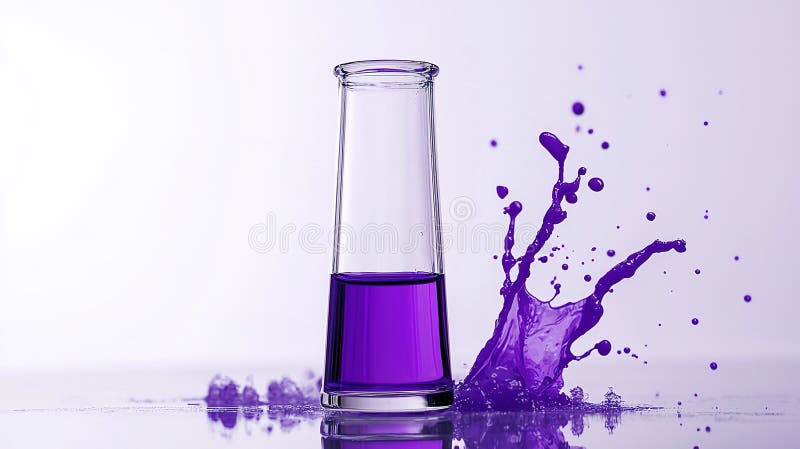 A Scientific Experiment Featuring Purple Liquid Splashing from a Glass ...