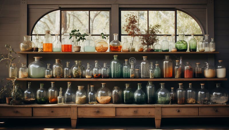 Experiment Glass Bottle in Science Laboratory Stock Image - Image of ...