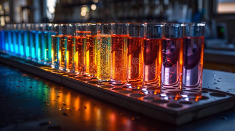 Scientific Experiment with Liquid Samples in a Research Lab Stock ...