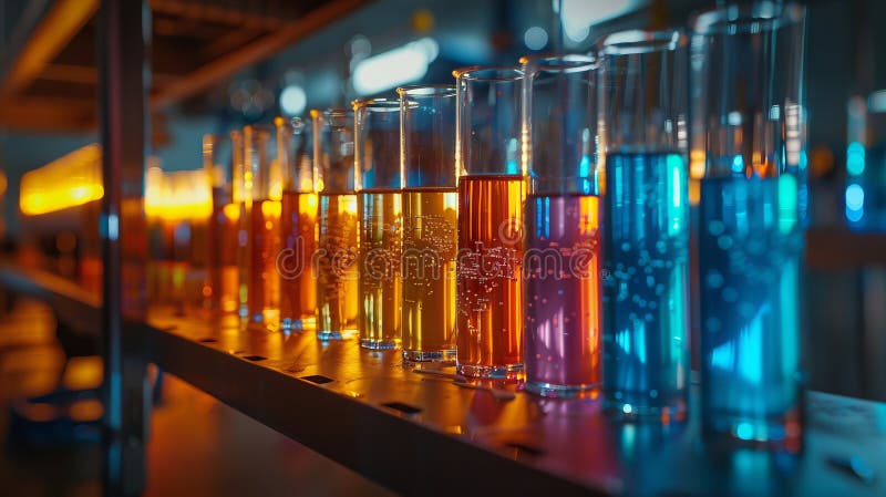 Scientific Experiment with Liquid Samples in a Research Lab Stock ...