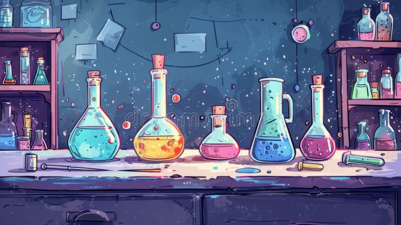 Scientific Experiment, Science Experiment in Progress with Chemical ...