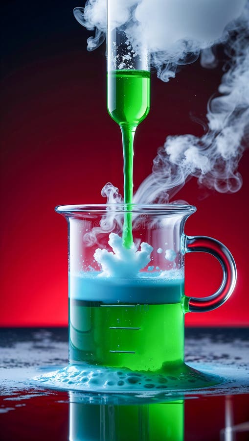 Scientific Experiment Setup with Blue Liquid in Transparent Glass ...