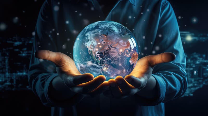 Scientific Exploration Concept: Hands Holding a Globe Representing ...