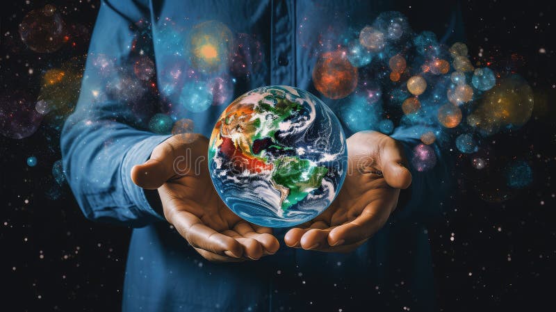 Scientific Exploration Concept: Hands Holding a Globe Representing ...