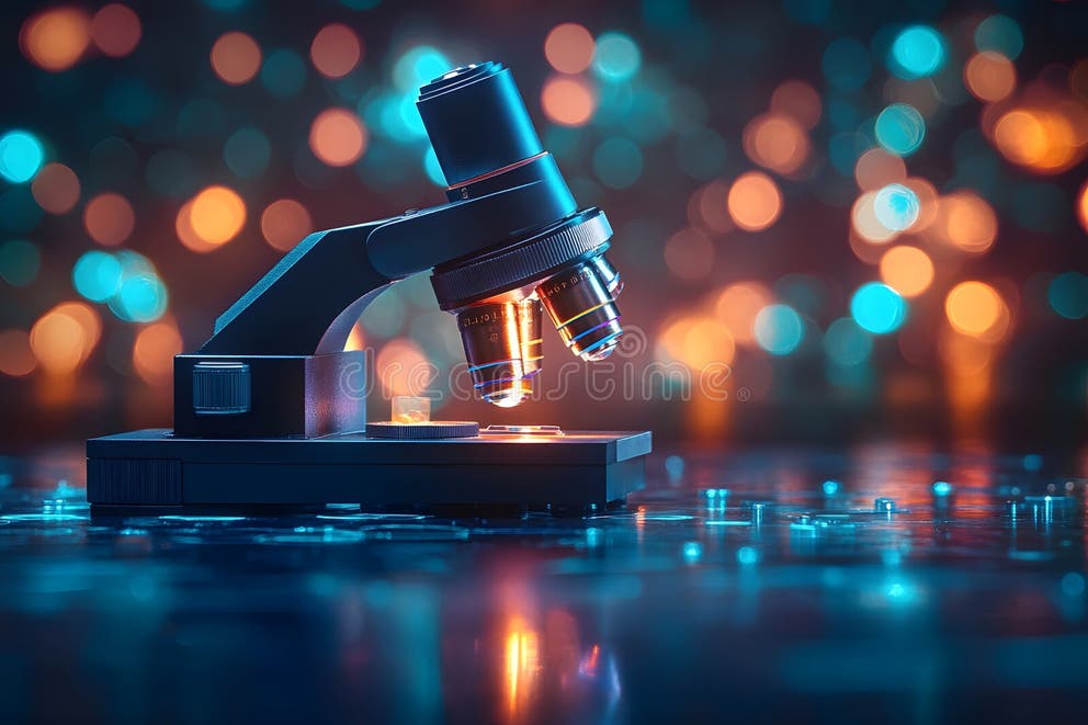 Scientific Exploration: Illuminated Microscope with Bokeh Background ...