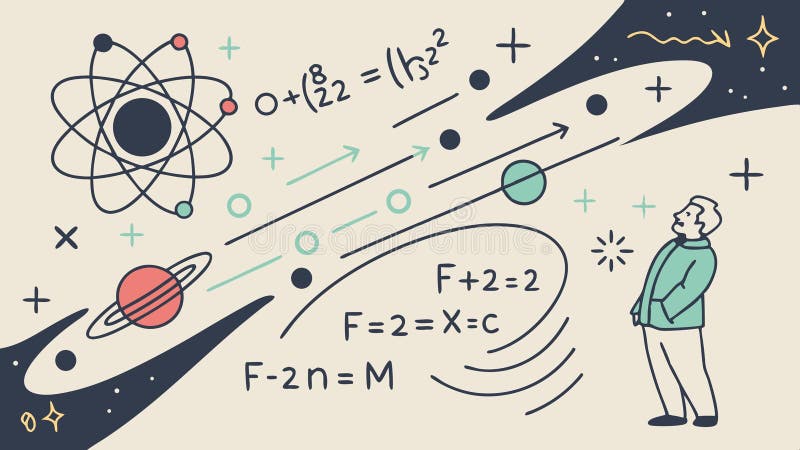 Scientific Formulas and Atom Model, Education and Science Vector Design ...