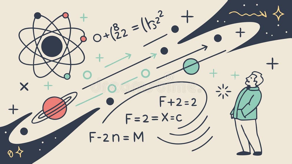 Scientific Formulas and Atom Model, Education and Science Vector Design ...