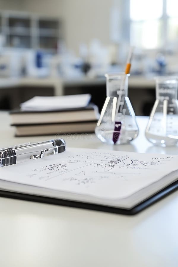 Scientific Formulas Fill a Whiteboard in a Bright Laboratory Setting ...