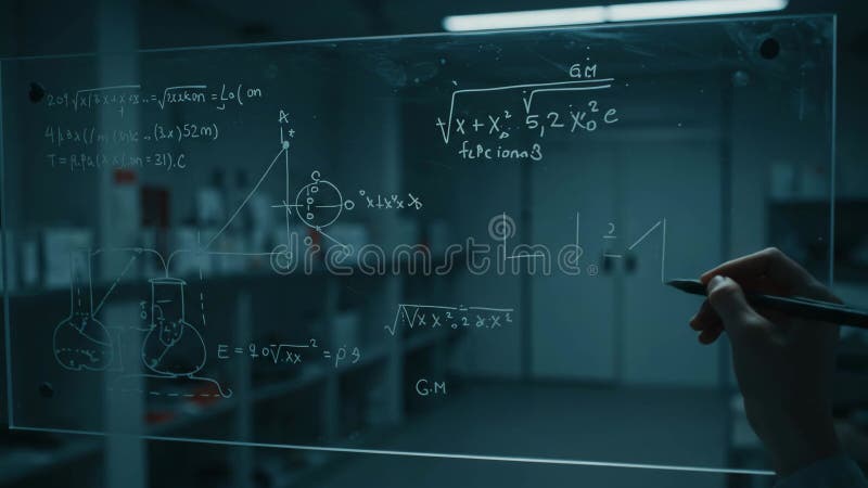Scientific Formulas Written on Glass Board Stock Video - Video of ...