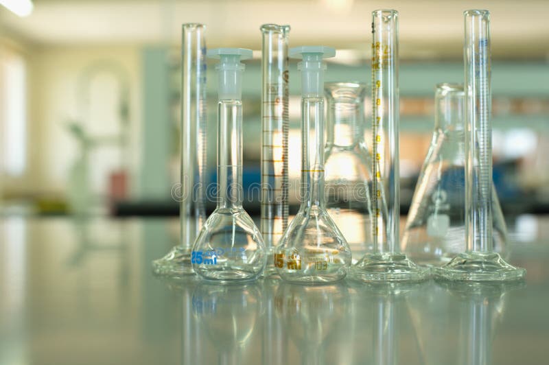 Scientific Glassware in Laboratory Stock Photo - Image of chemical ...