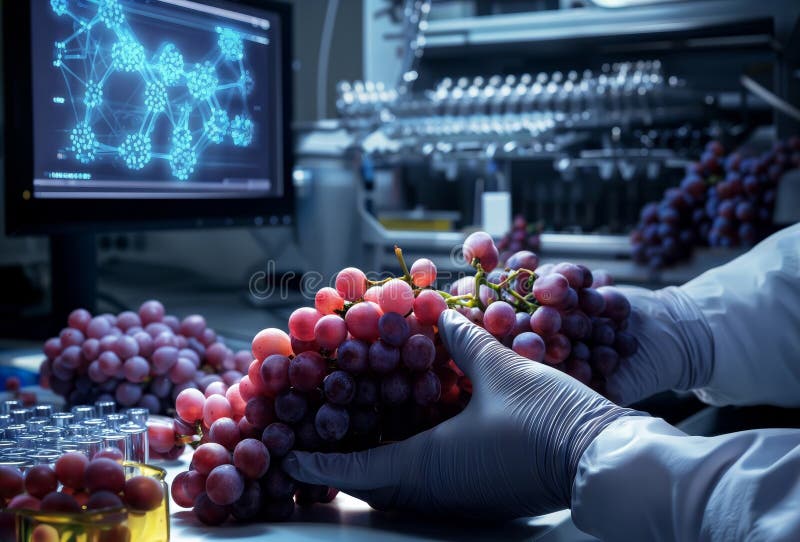 Scientist Analyzing Grapes in Laboratory Setting, Generative Ai Stock ...