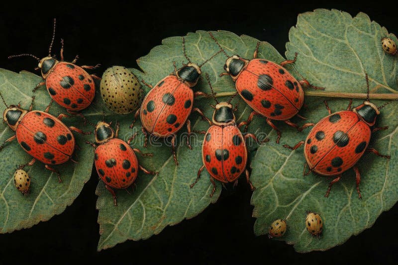 A Scientific Illustration of Coccidae (scale Insects) on a Plant Leaf ...