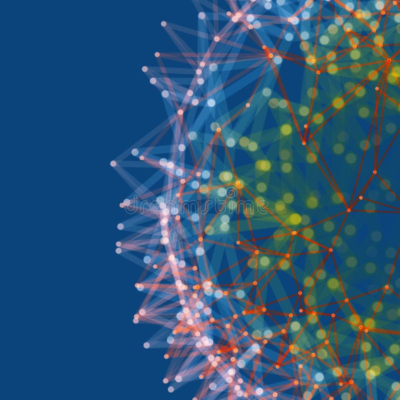 Scientific Illustration with Connected Lines and Dots. Luminous ...