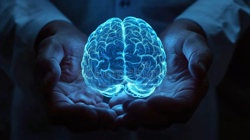 A Scientific Illustration Features a Doctor with a Holographic Brain ...