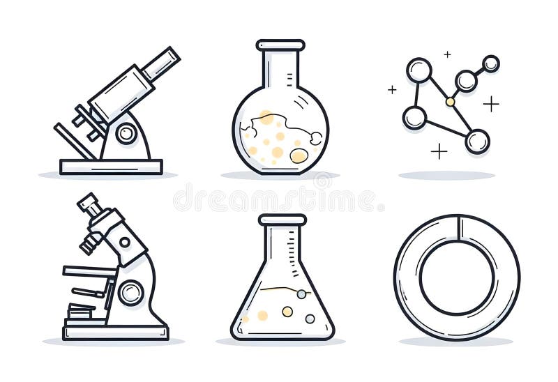 Scientific Illustration Featuring Six Items Stock Illustration ...