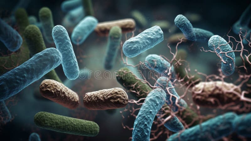 Scientific Illustration of a Group of Bacteria Stock Illustration ...