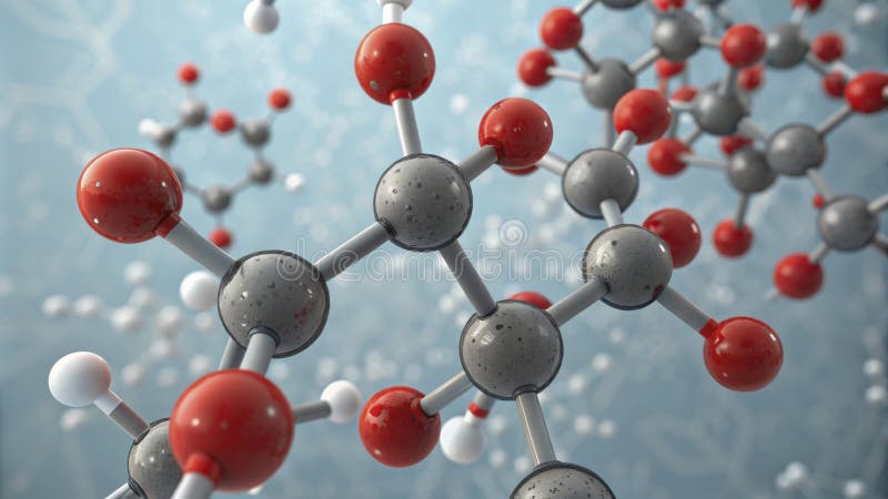 Scientific Illustration Showing a Complex Molecular Structure Forming a ...