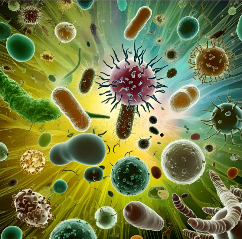 Microbiological World: Microscopic Views of Bacteria and Viruses Stock ...