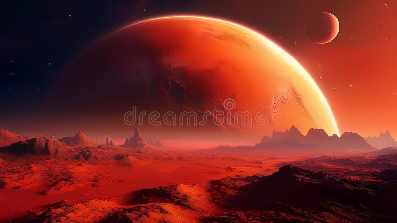 Scientific Illustration of Solar System, Planetary Landscape. Planet ...