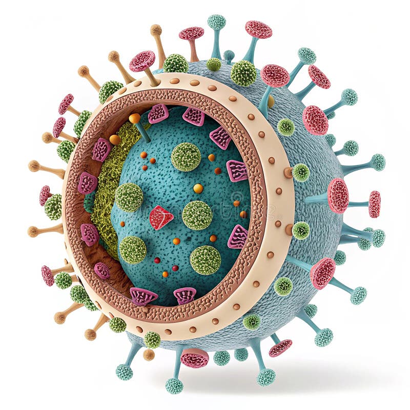 Detailed Cross Section of a Virus Cell Stock Illustration ...