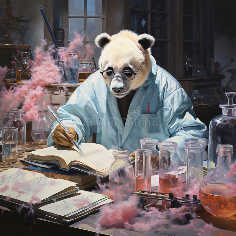 Scientific Inquiry: Panda Researcher Engages in an Experiment Stock ...