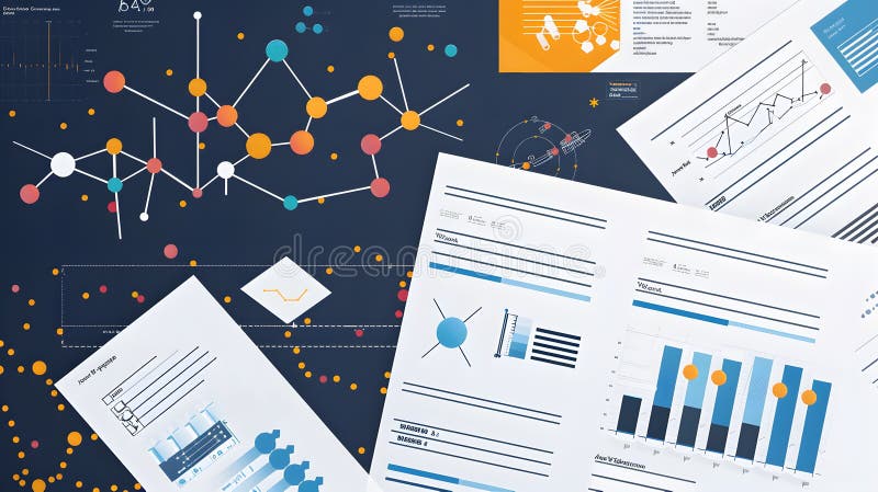 Scientific Journal Cover with Molecular Graphics Stock Illustration ...