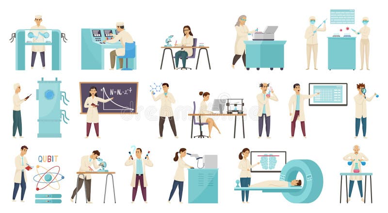 Scientific Lab Icon Set stock vector. Illustration of character - 239131327
