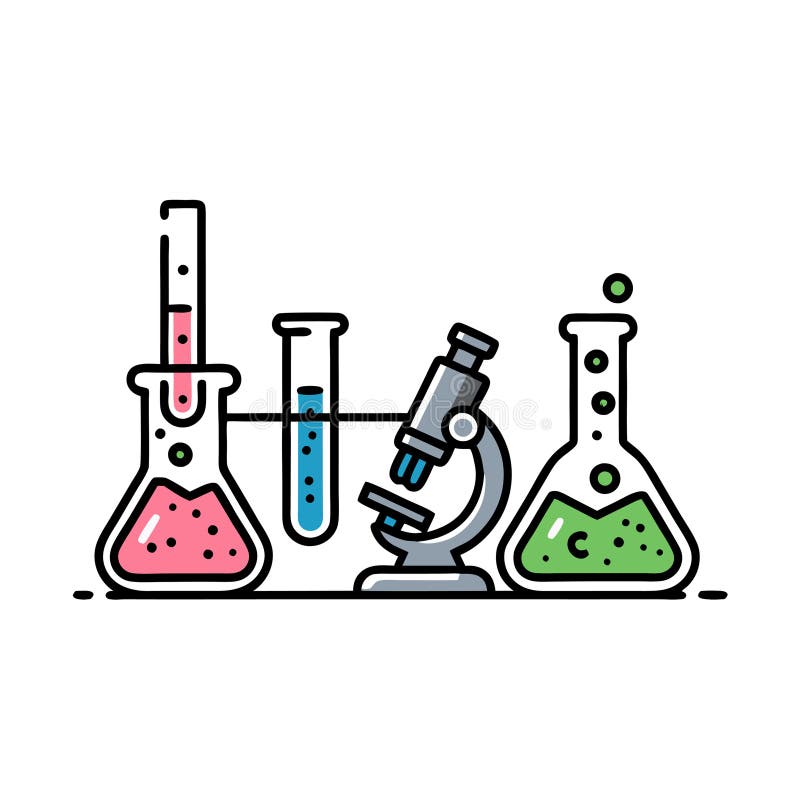 Scientific Laboratory Equipment Vector Illustration with Microscope and ...