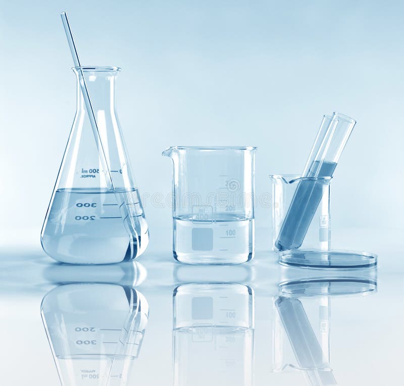Scientific Laboratory Experimental Glassware with Clear Solution Stock ...