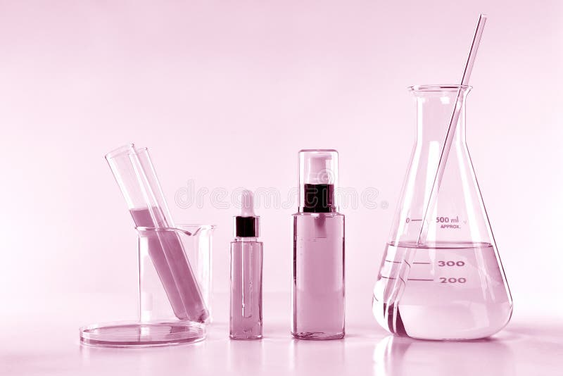 Scientific Laboratory Experimental Glassware With Clear Solution. Stock ...