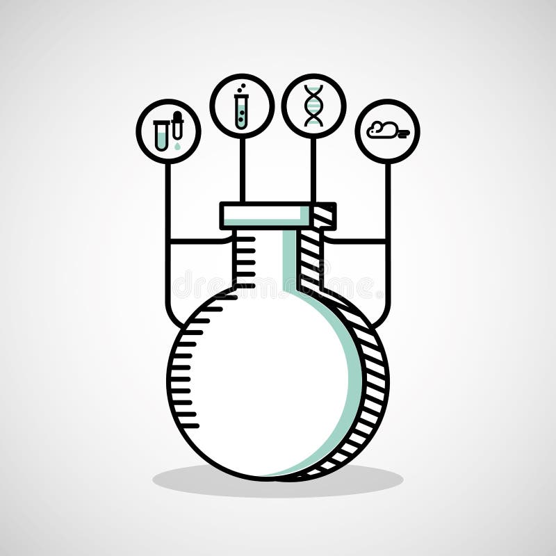Scientific Laboratory Flat Line Icons Stock Illustration - Illustration ...