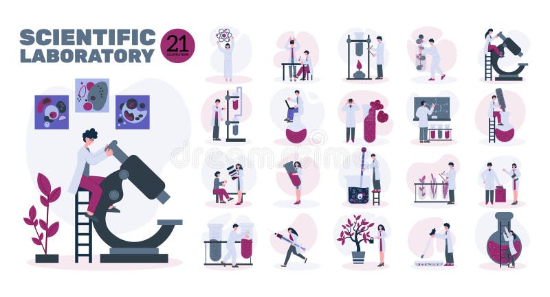 Scientific Laboratory Icon Set Stock Vector - Illustration of analysis ...