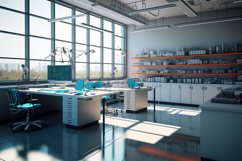 Scientific Laboratory Interior, Basic Research or Biotech Lab, Concept ...