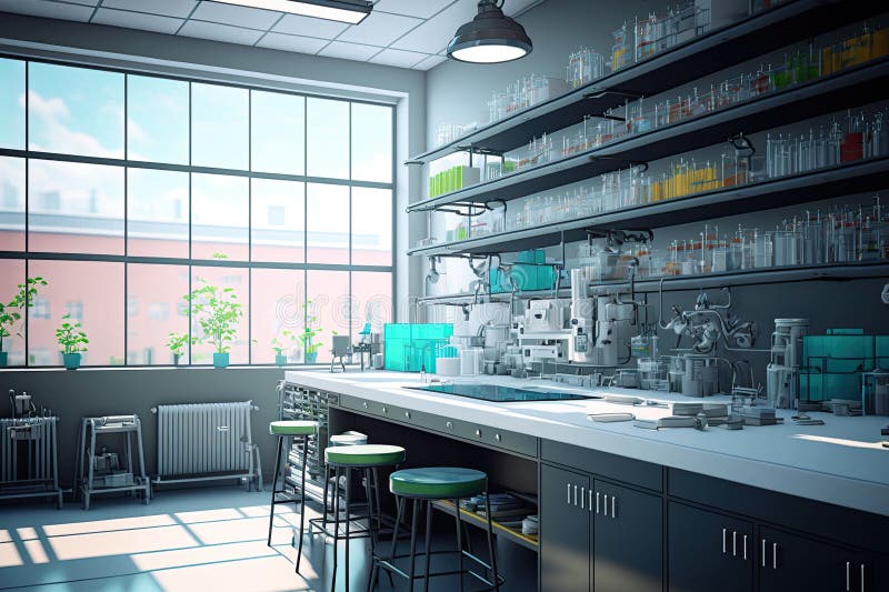 Scientific Laboratory Interior, Basic Research or Biotech Lab, Concept ...