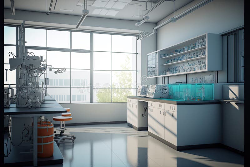 Scientific Laboratory Interior, Research Facilty, Light and Airy, AI ...