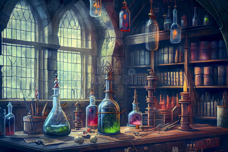 Scientific Laboratory, Medieval Science Laboratory,ai Illustration ...
