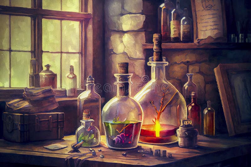 Scientific Laboratory, Medieval Science Laboratory,ai Illustration ...