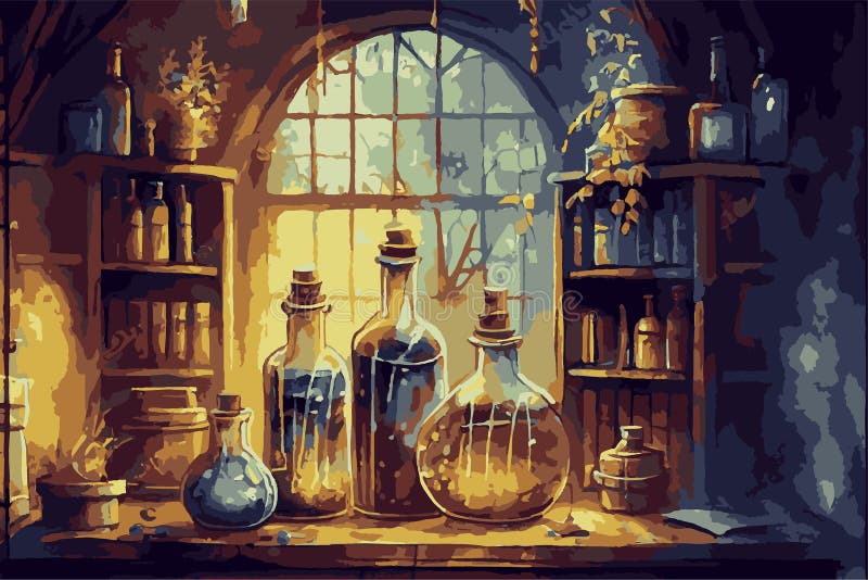 Scientific Laboratory. Medieval Science Laboratory. Fantasy Lab with ...