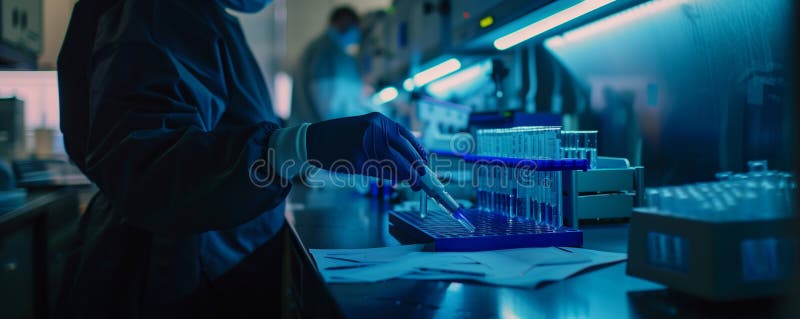 Scientific Laboratory Scene with Researchers Analyzing DNA Samples ...