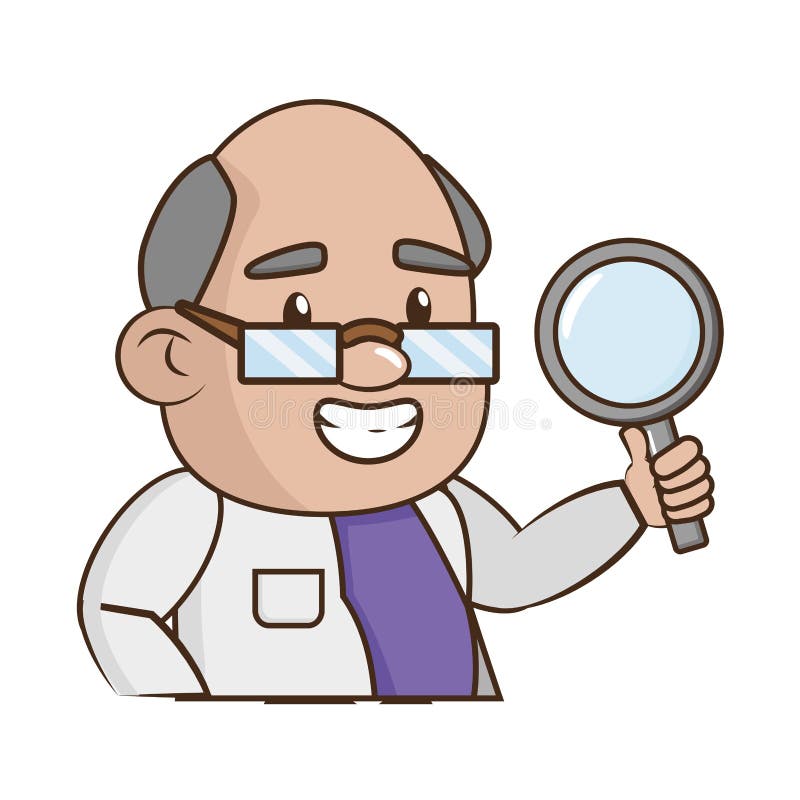 Professor Magnifying Glass Character Cartoon Stock Vector ...