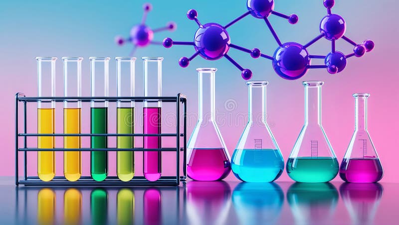 Scientific Laboratory Setup with Test Tubes in Metal Rack Stock ...