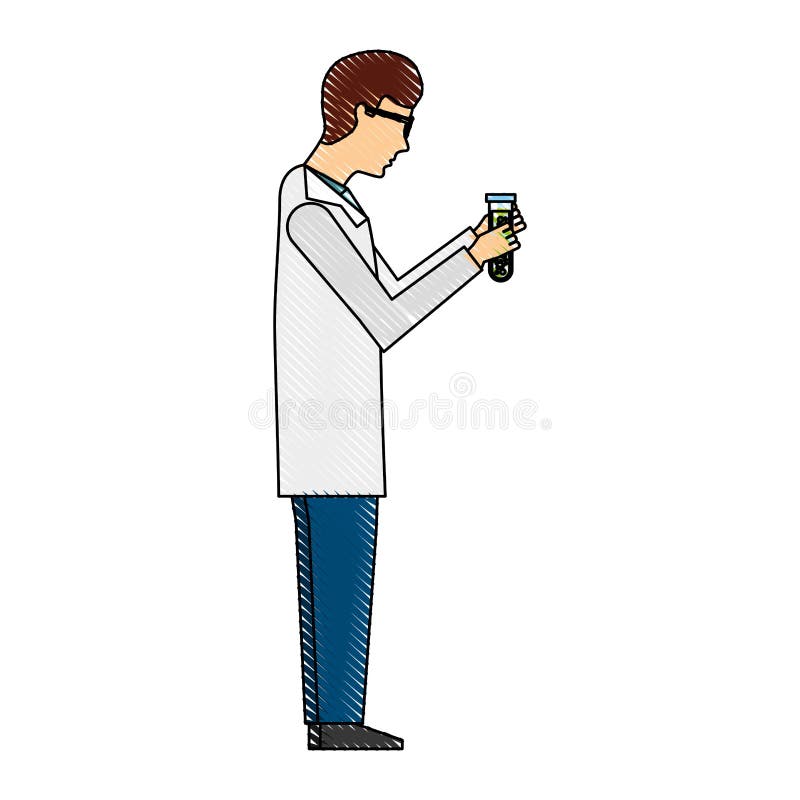 Scientific Man with Tube Test Avatar Icon Stock Vector - Illustration ...