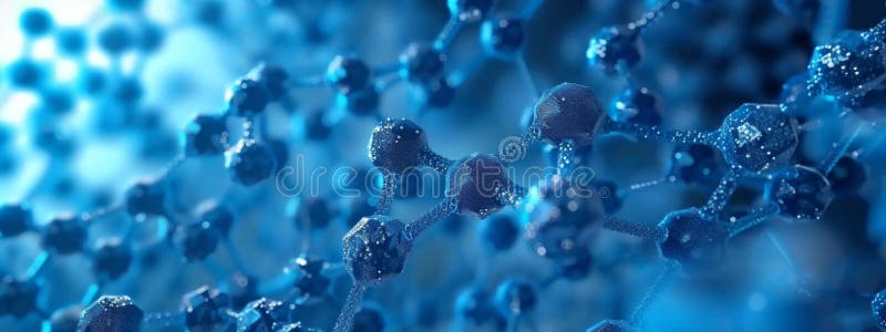 Scientific Marvel 3D Illustration of Blue Molecule Structure Concept ...