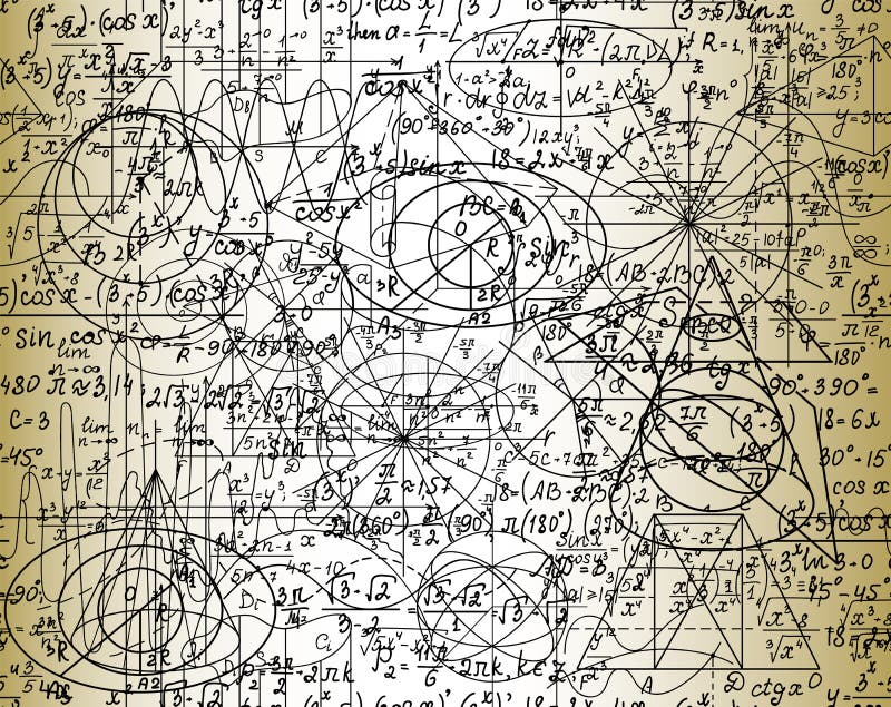 Scientific Mathematical Vector Seamless Pattern With Handwritten