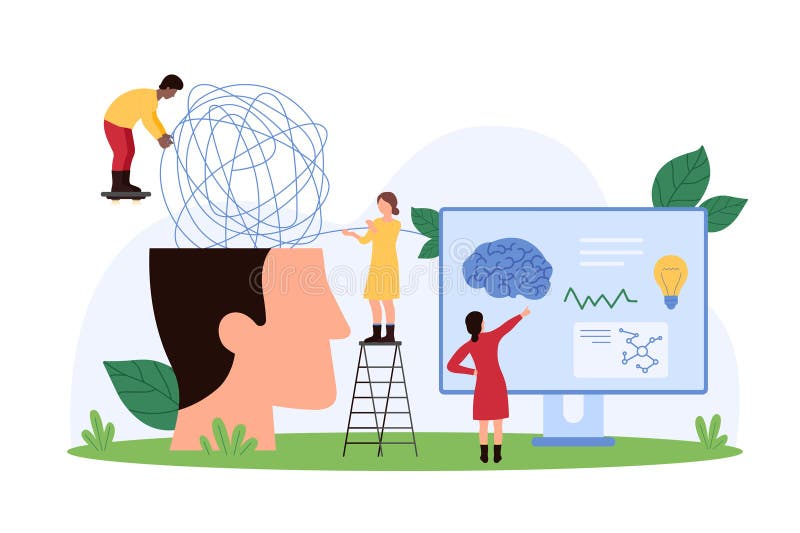 Scientific Methods of Brain Research, Analysis of Behavior and Perception by Tiny People Stock ...