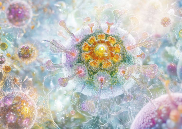 Scientific Micrograph Showcasing Monkeypox Virus Particles with a Bokeh ...